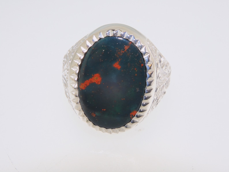 Stunning Mens Sterling Silver Bloodstone Signet Ring With - Etsy UK