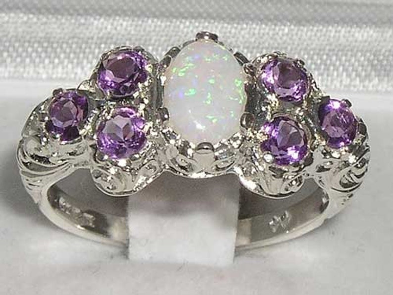 English Luxury Natural Colourful Opal & Amethyst 925 Sterling | Etsy