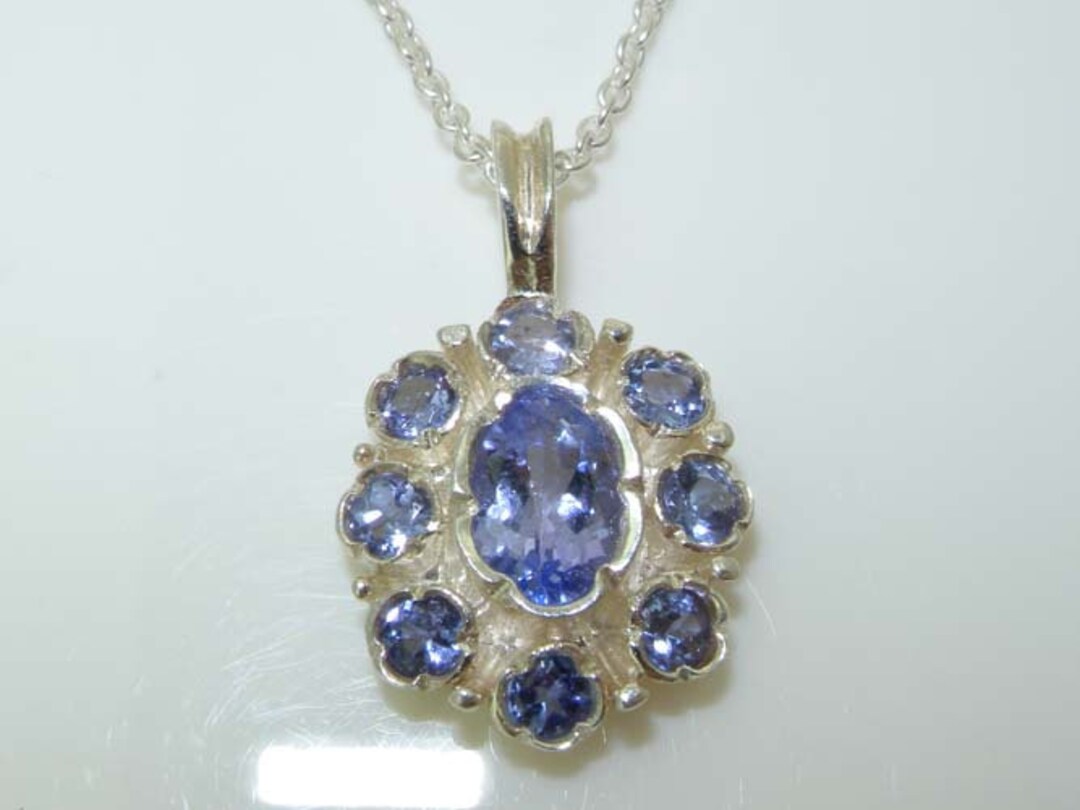 Small Pendant, Elegant Solid 925 Sterling Silver Natural Tanzanite ...