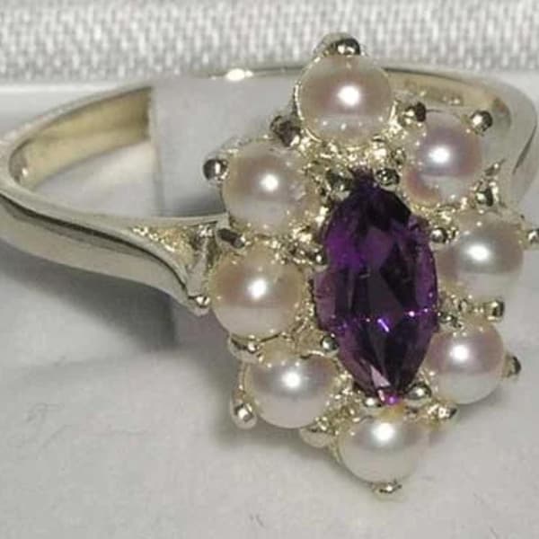 Amethyst Pearl Ring - Etsy