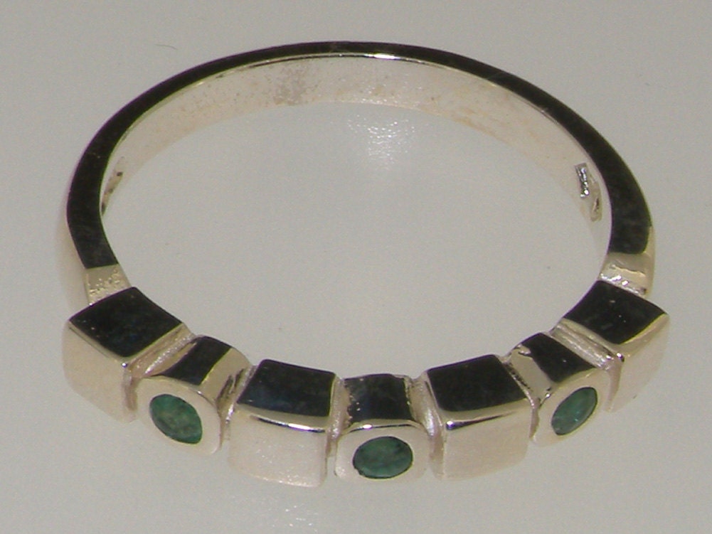 Natural Emerald Simple Modern Round & Square Ring Solid 925 | Etsy