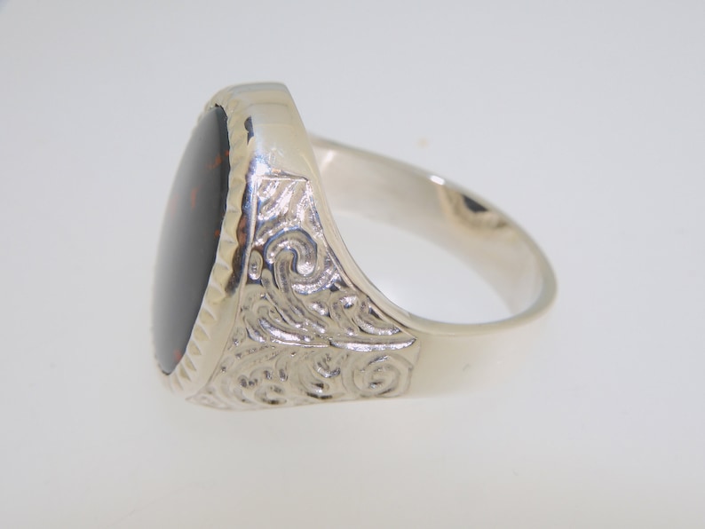 Stunning Mens Sterling Silver Bloodstone Signet Ring With - Etsy UK