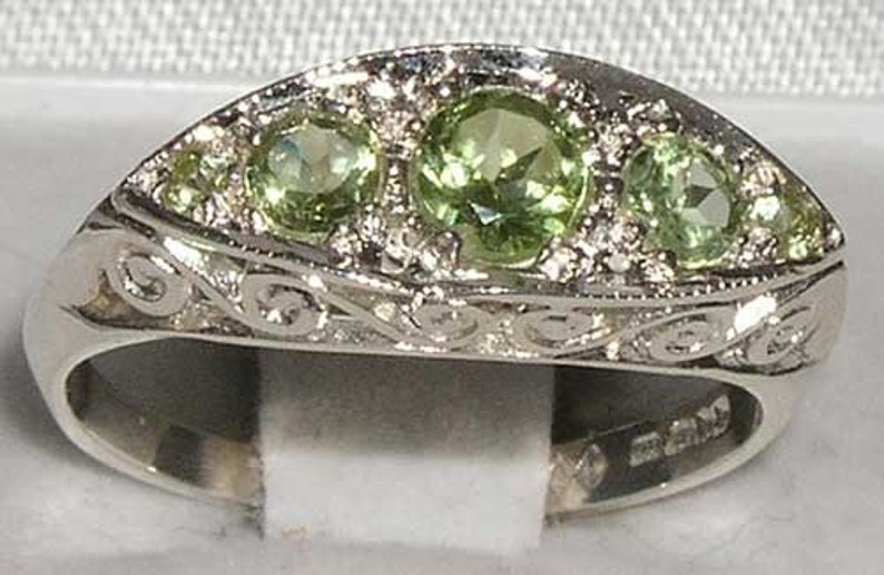 Solid 925 Sterling Silver Natural Peridot English Victorian | Etsy