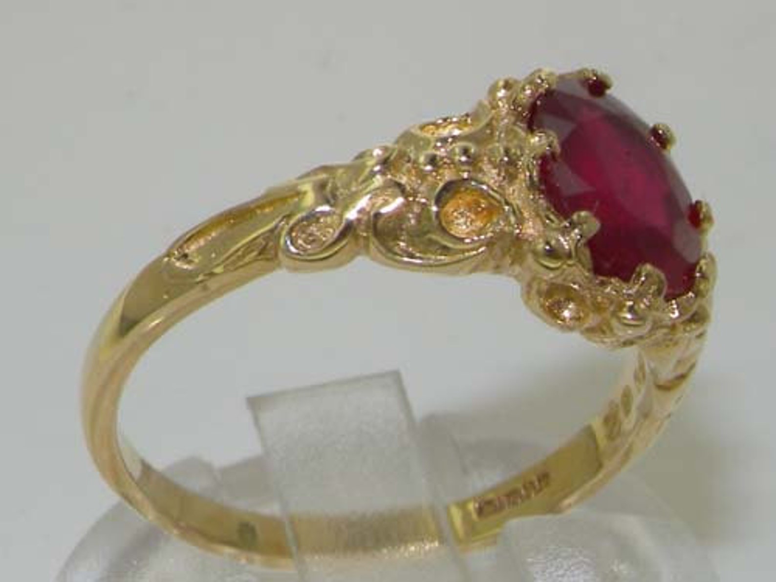 Natural 1.75ct Ruby Solitaire Ring 9K Yellow Gold English - Etsy