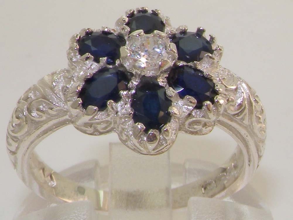 English 925 Sterling Silver Natural Deep Blue Sapphire & 0.7ct | Etsy