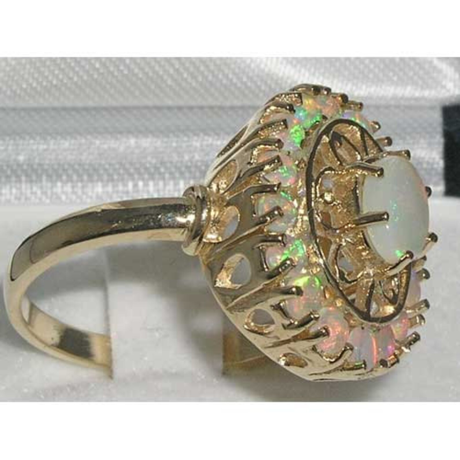 Large Natural Colorful Opal Ring 9K Yellow Gold Unique - Etsy