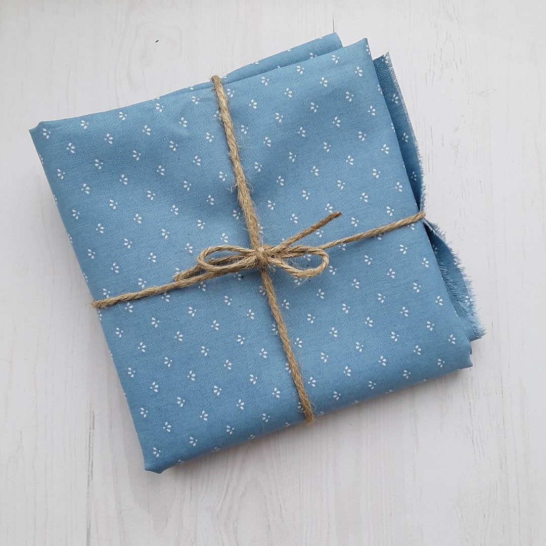 Vintage Blue Fabric Remnant, Light Blue Fabrics, Cottage Chic Fabric ...