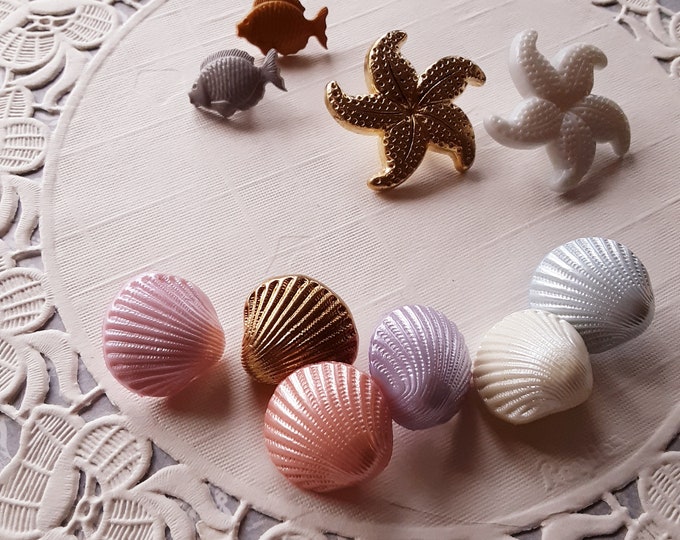 Seashell Buttons, Shank Hook Set of 10, Ocean Buttons, Beach Buttons ...