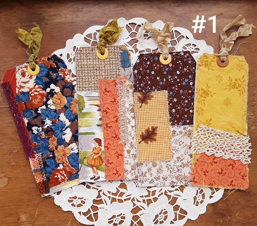 Handmade Fall Scrappy Fabric Tag Set, Choose Your Set of 4 Tags ...