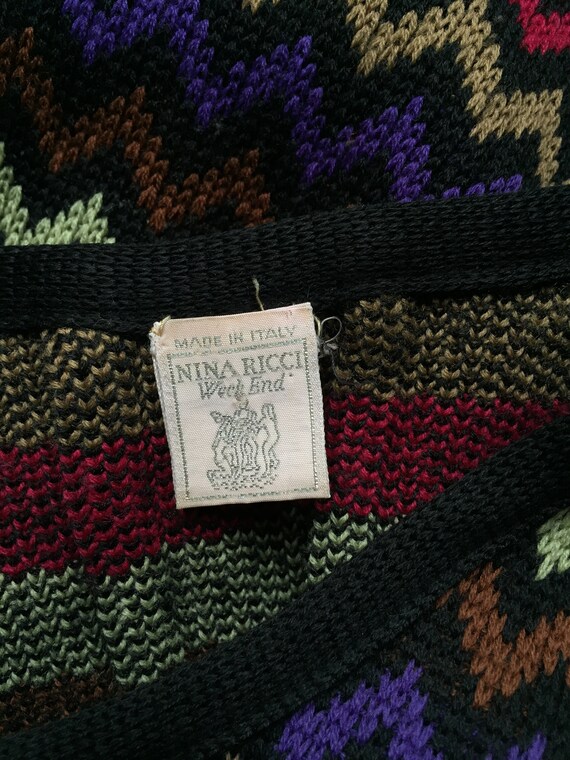 1970s Nina Ricci zig-zag pattern knit wool cape // 70… - Gem