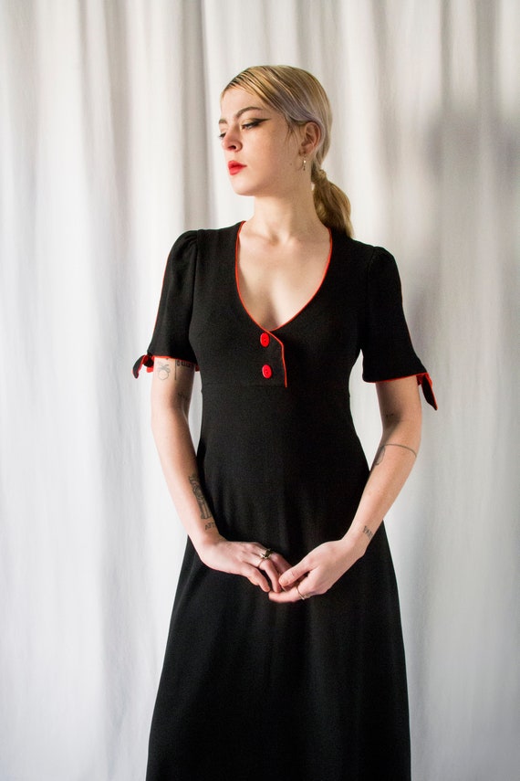 1970s Bus Stop by Lee Bender black crepe maxi dress w… - Gem