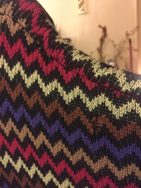 1970s Nina Ricci zig-zag pattern knit wool cape // 70… - Gem