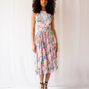 1980s René Derhy Indian Colorful Floral Print Dress With Pockets ...