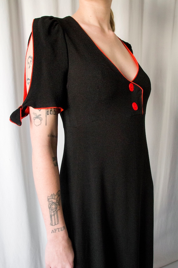 1970s Bus Stop by Lee Bender black crepe maxi dress w… - Gem