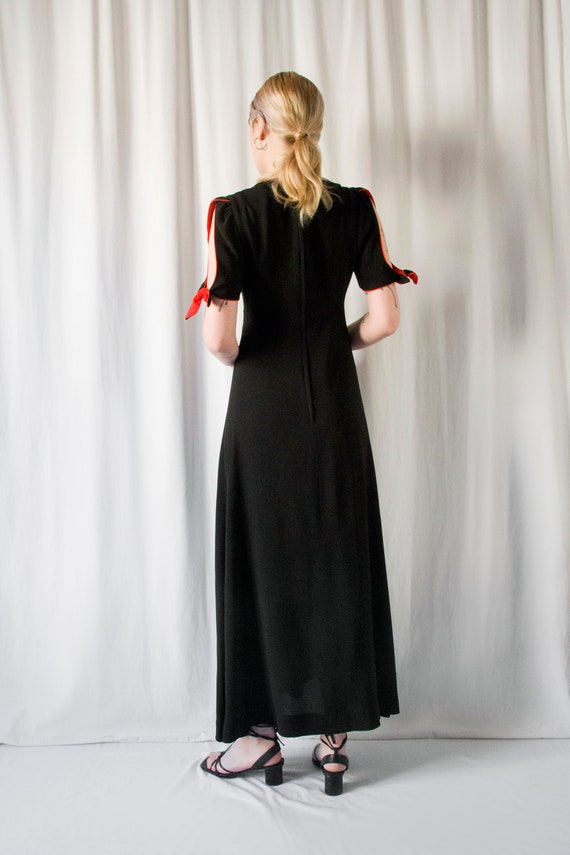 1970s Bus Stop by Lee Bender black crepe maxi dress w… - Gem