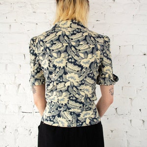 1970s BIBA White & Blue Floral Print Cotton Zipped Top With Pockets ...