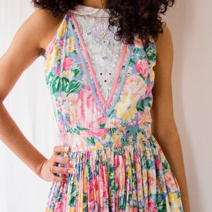 1980s René Derhy Indian Colorful Floral Print Dress With Pockets ...