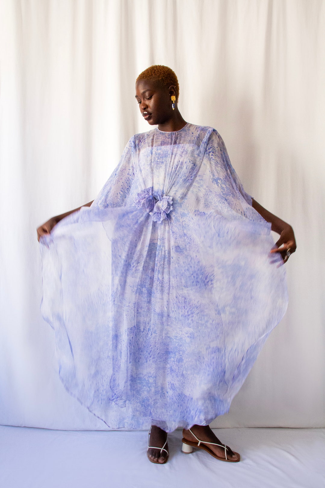 1970s Pierre Balmain Chiffon Silk Lavender Caftan Overlay - Etsy