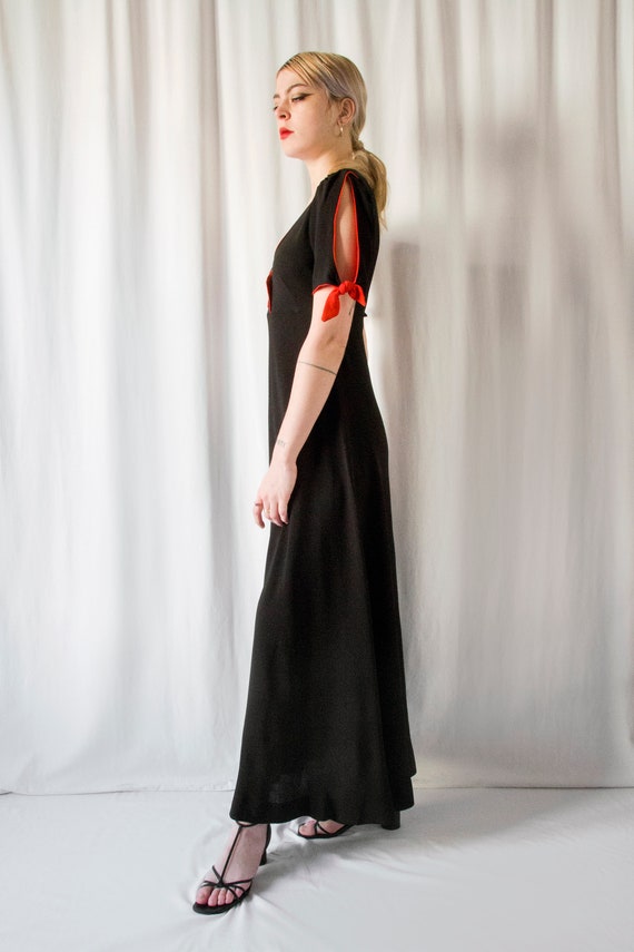 1970s Bus Stop by Lee Bender black crepe maxi dress w… - Gem