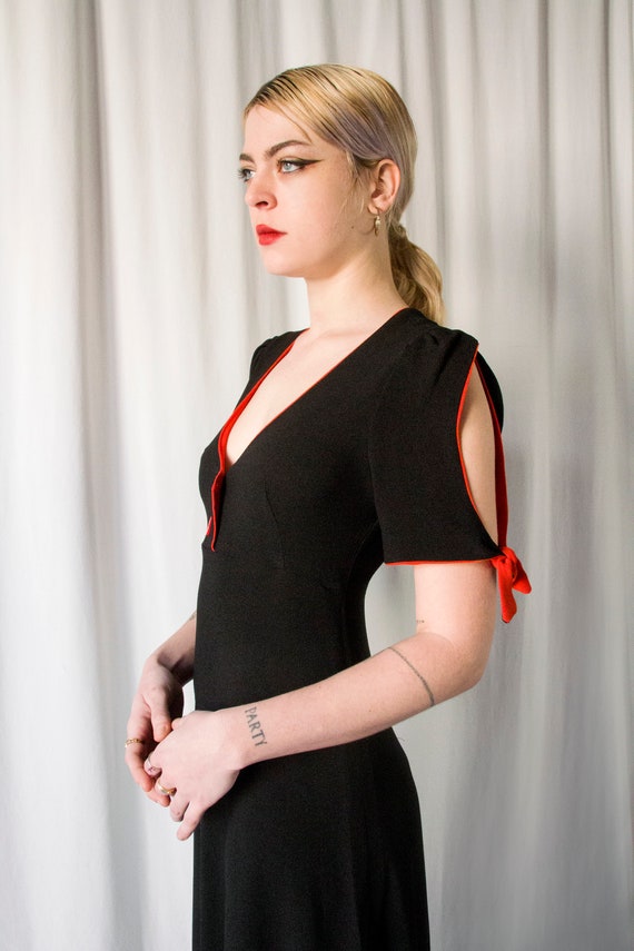 1970s Bus Stop by Lee Bender black crepe maxi dress w… - Gem