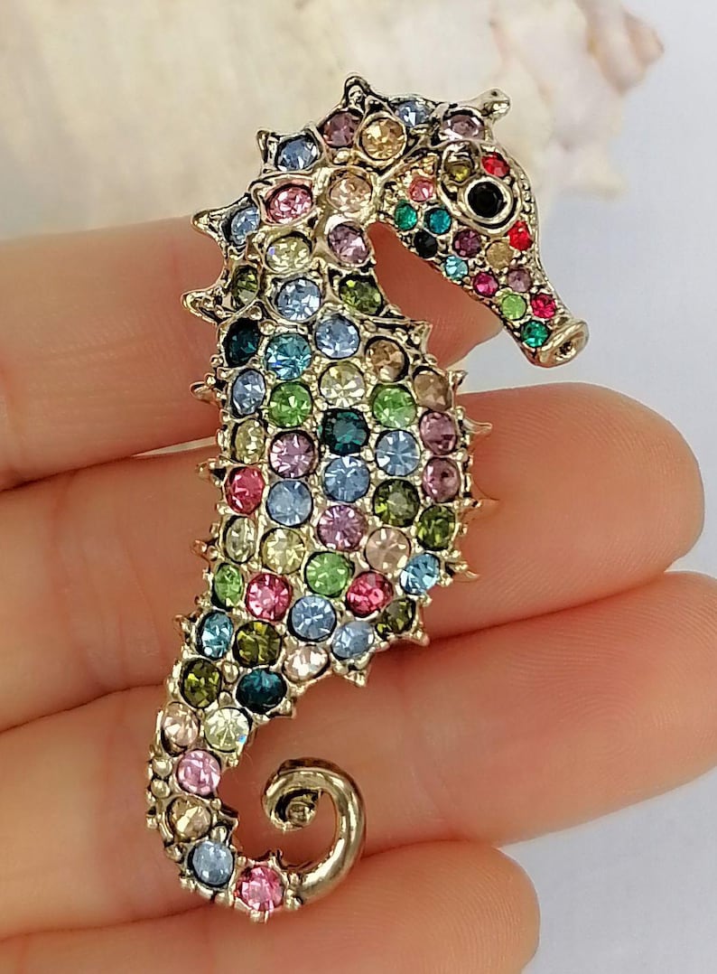 Rhinestone Crystal Animal Unique Seahorse Brooch Pin Costume Jewelry - Etsy
