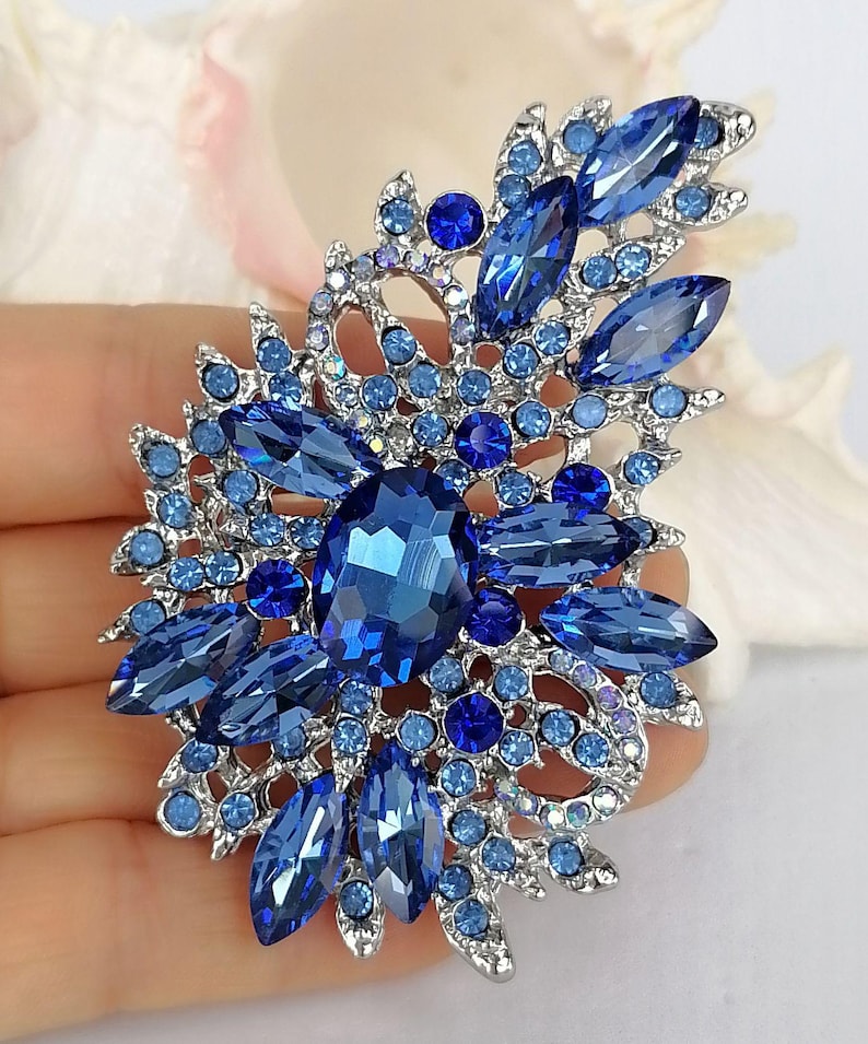 Rhinestone Crystal Elegant Leaf Flower Brooch Pin Prom Wedding Costume ...