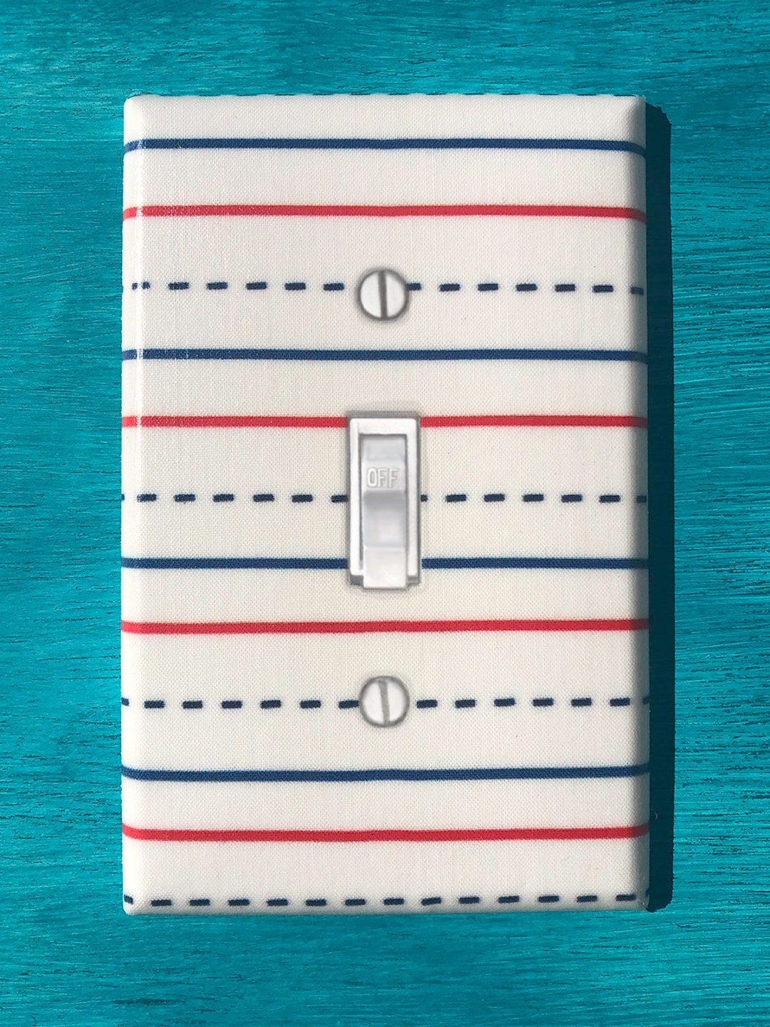 Kids Room Switch Plate, Red White and Blue Kids Room Decor, Single ...