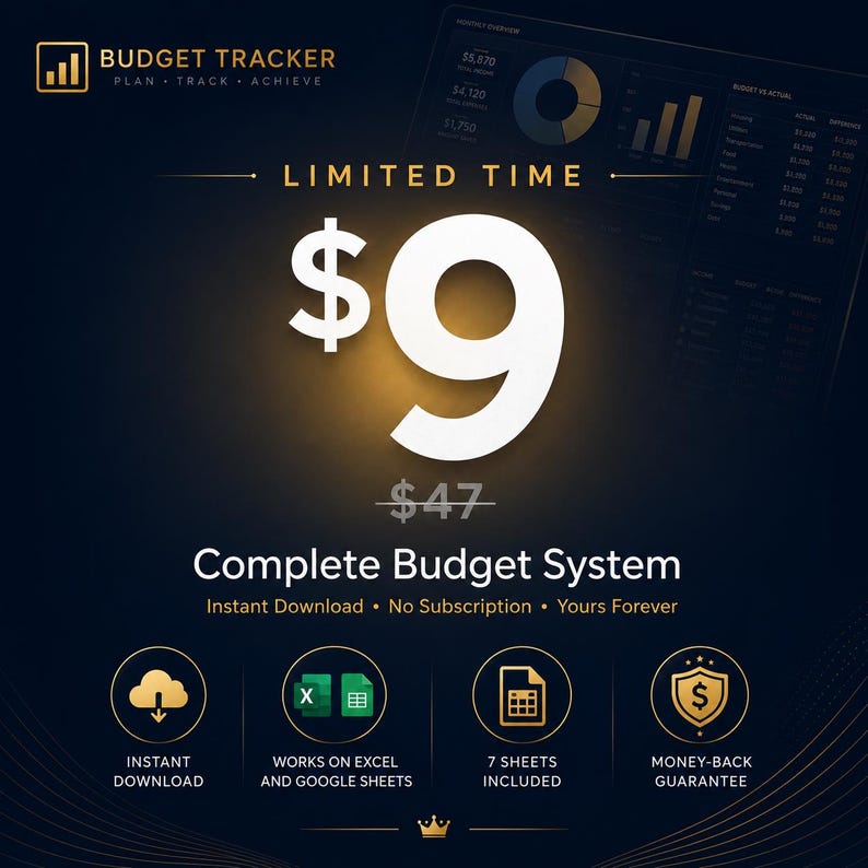 Budget Tracker Excel Template, Monthly Budget Planner, Debt Payoff ...