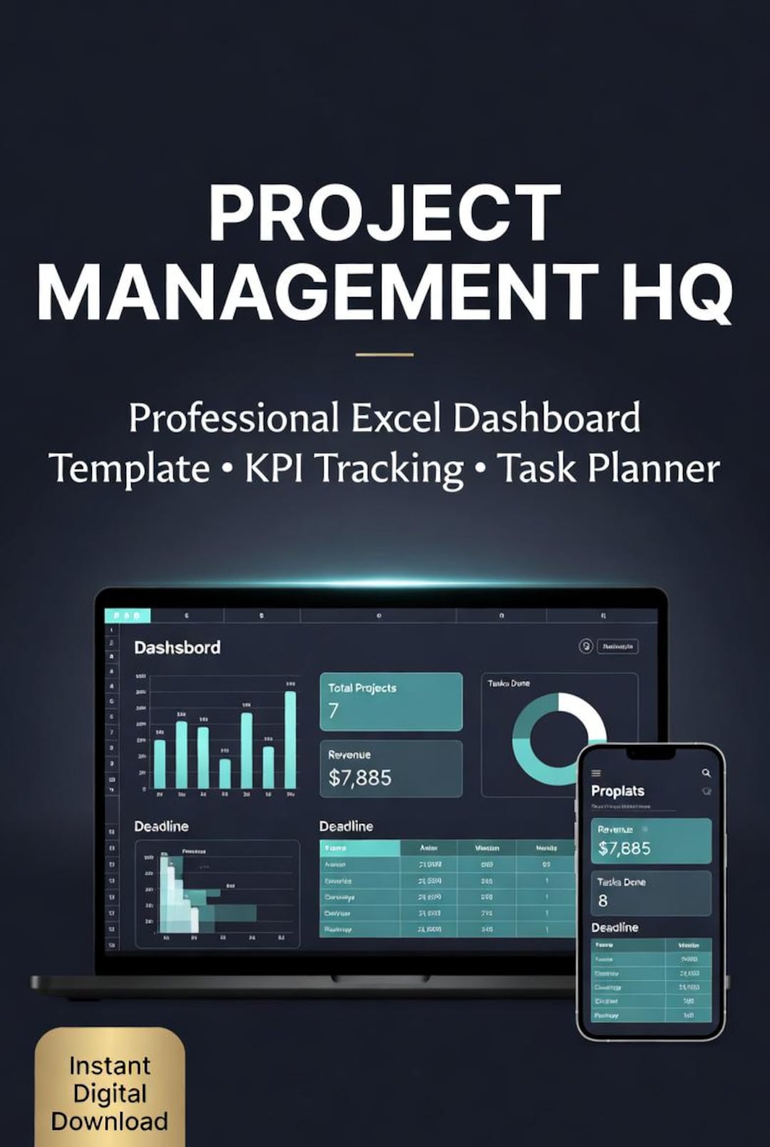 Project Management Excel Template | Task Tracker Spreadsheet | Time ...
