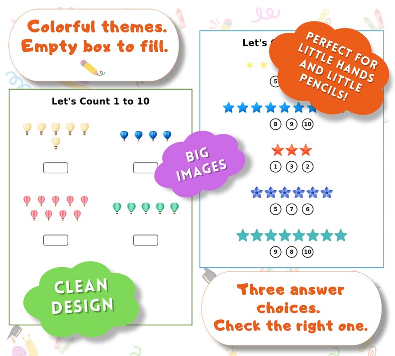 Counting Worksheets 1-10, Write and Mark Numbers, 60 Pages Printable - Etsy