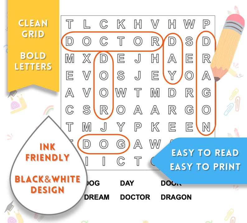 Word Search Puzzles for Kids, Alphabet Activity, Vocabulary Practice - Etsy