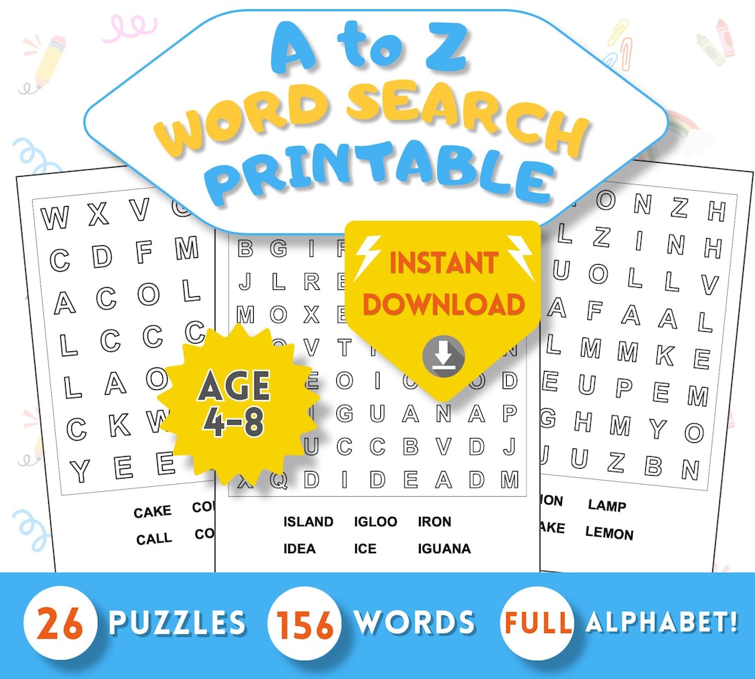 Word Search Puzzles for Kids, Alphabet Activity, Vocabulary Practice - Etsy