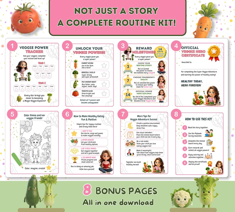 Emma's Super Veggie Adventure Flipbook | Healthy Eating Routine Kit for ...