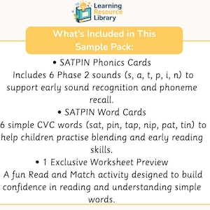 Phase 2 Phonics Sample Pack | SATPIN Flashcards, Word Cards & Worksheet ...