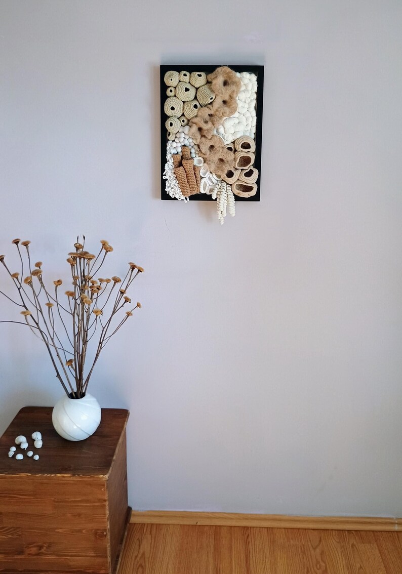 Textured Fiber Art Wall Hanging - Organic 3D Crochet Sculpture ...