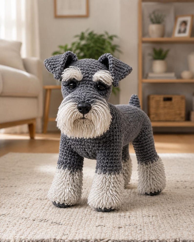 Realistic Grey Schnauzer Amigurumi PDF, Crochet Dog Pattern, Terrier ...