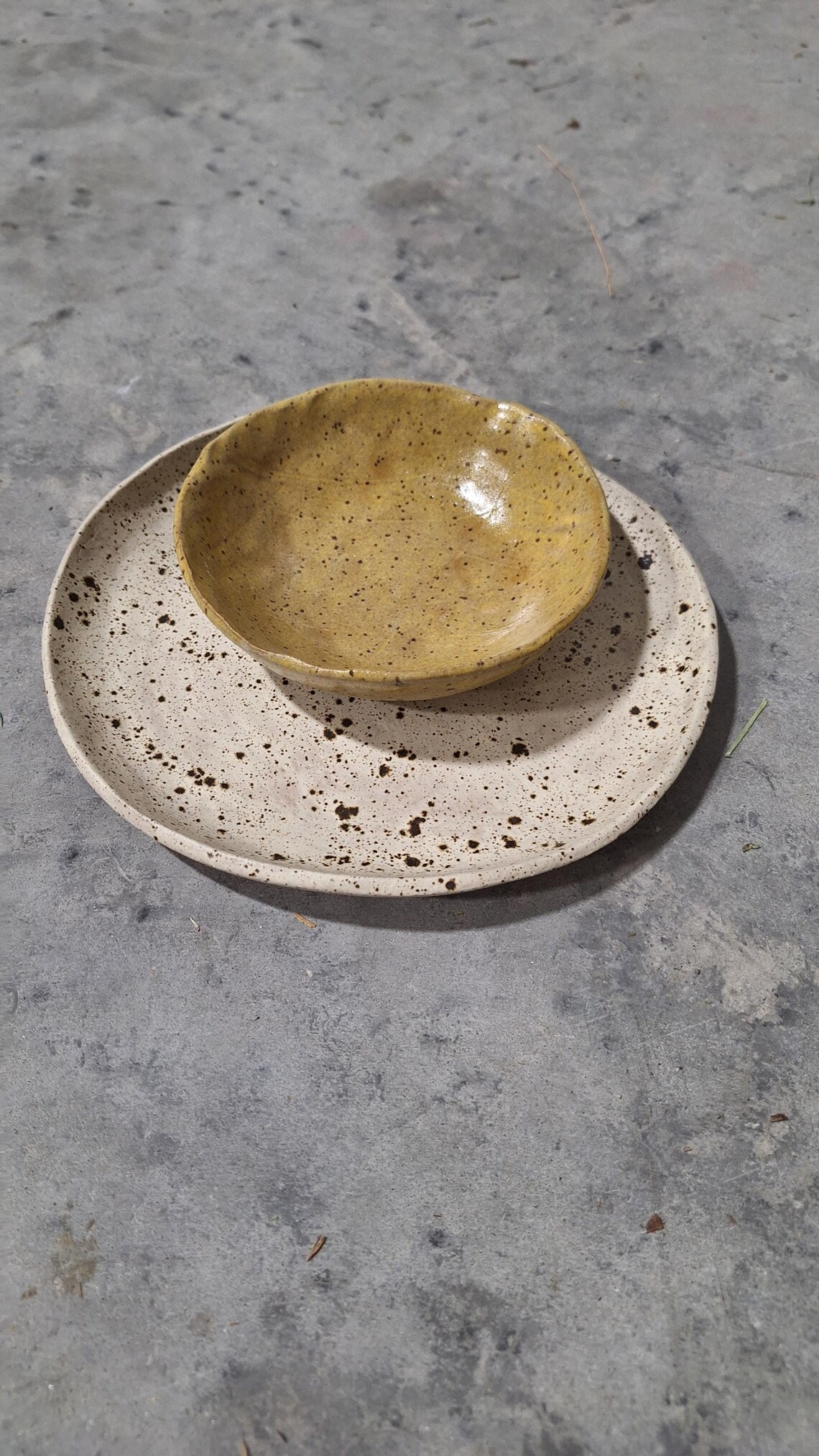 Handmade Set of Plate and Small Bowl. Handmade Ceramics, Pinched ...