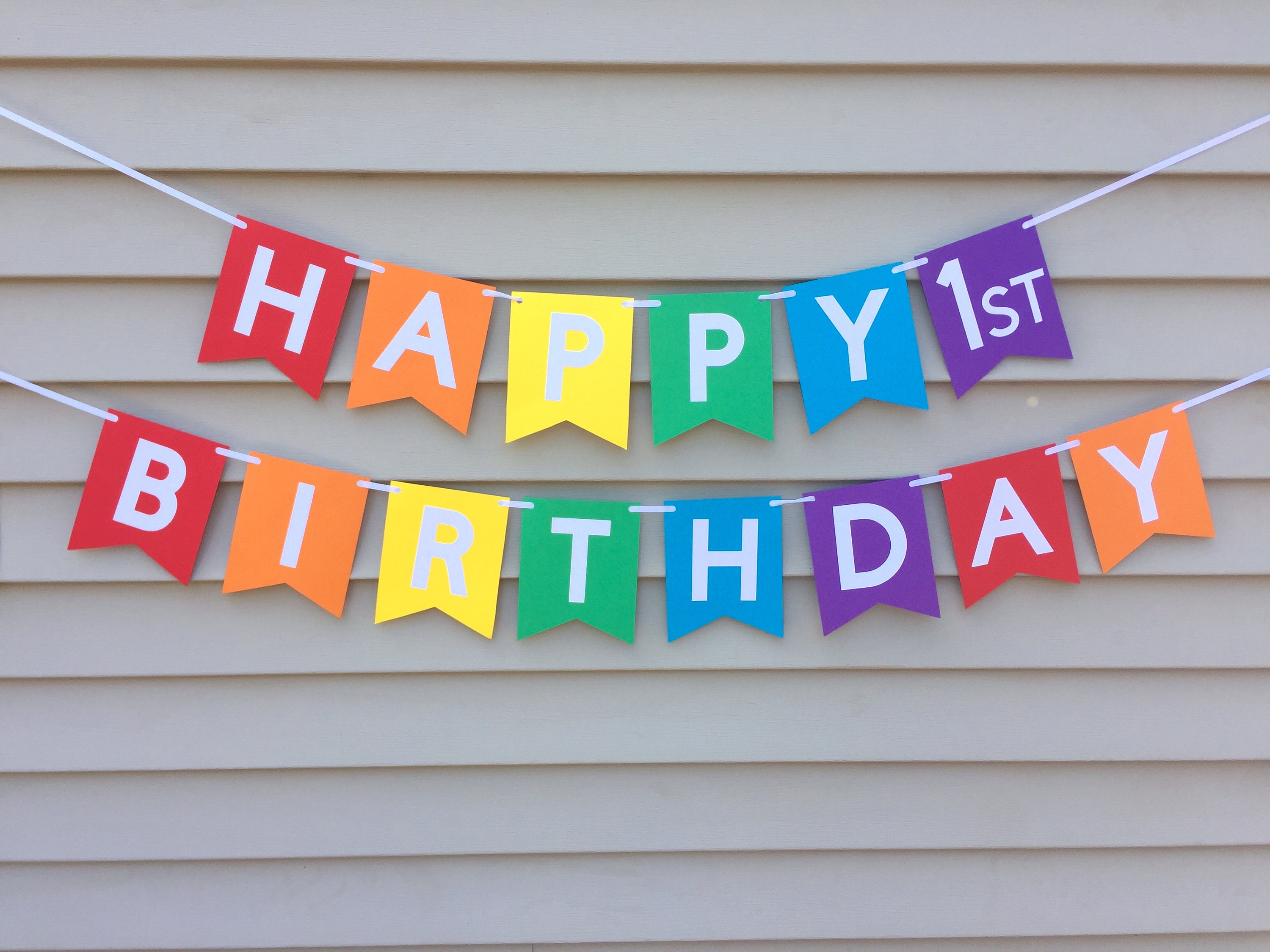 Rainbow Birthday Banner Rainbow Happy Birthday Banner | Etsy