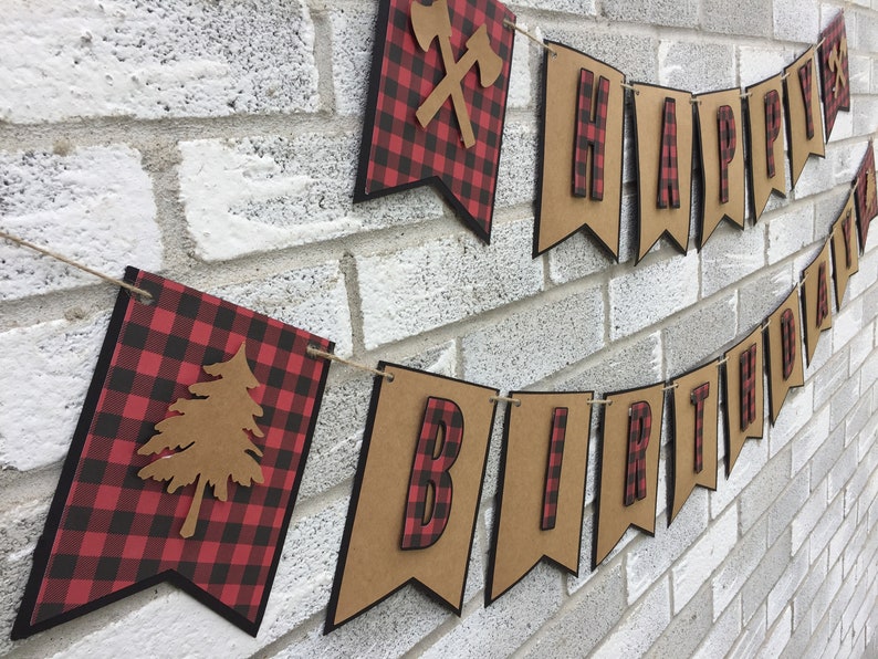 Lumberjack Banner Birthday Banner Buffalo Plaid Banner | Etsy