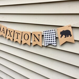 Lumberjack Banner, Name Banner, Buffalo Plaid Banner, Rustic Birthday ...