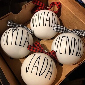 Rae Dunn Inspired Name Ornaments, Black White Checkered Ornaments ...
