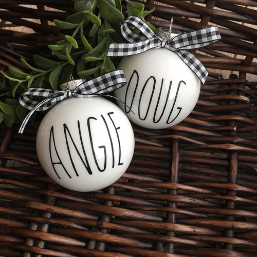 Rae Dunn Inspired Pet Name Ornaments Black White Checkered - Etsy