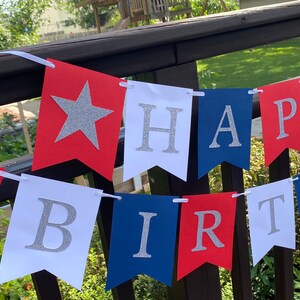 Red White and Blue Birthday Banner, Patriotic Birthday, Fourth of July ...
