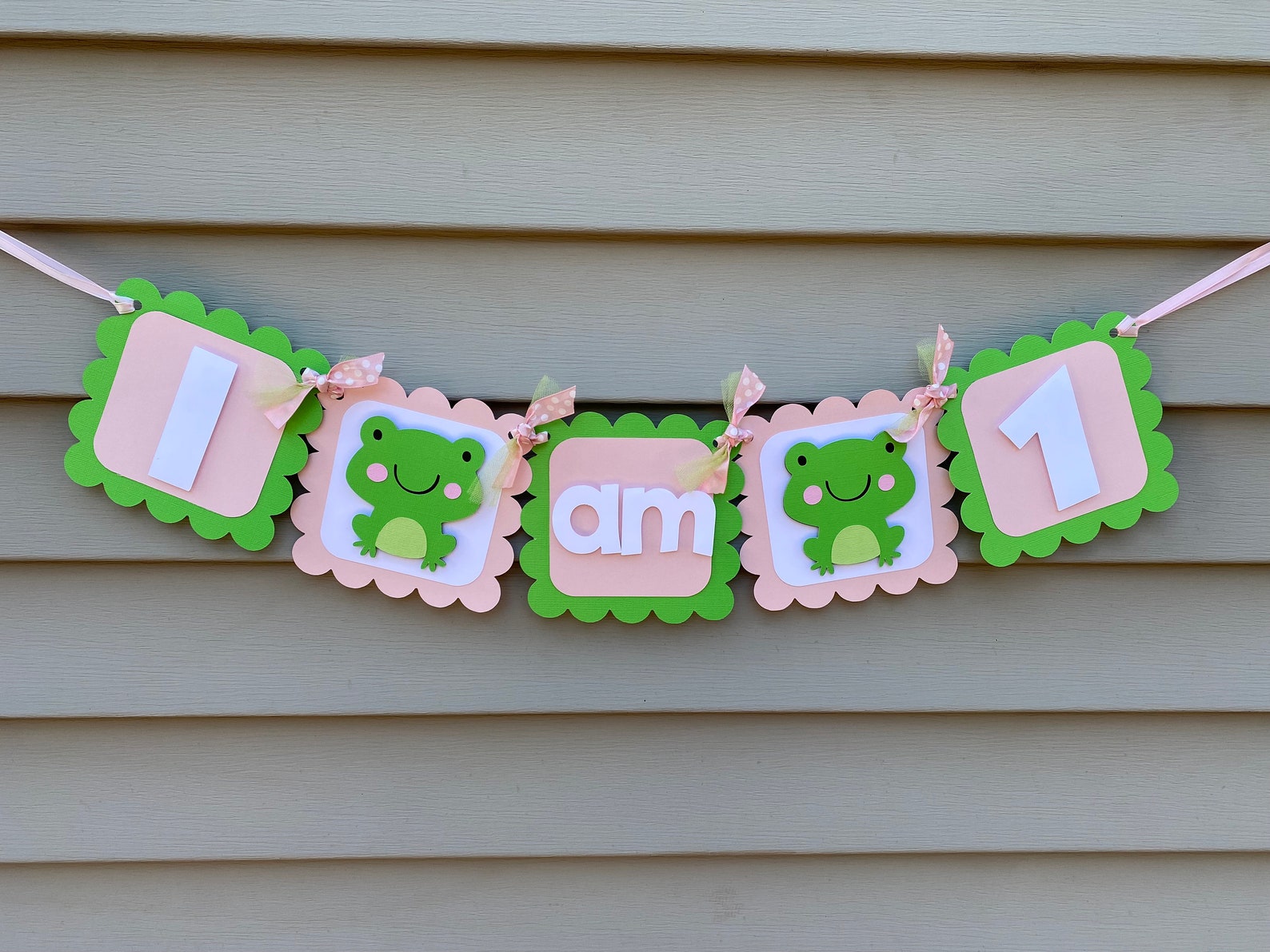 Girly Pink and Green Frog Highchair Banner Frog I Am 1 - Etsy