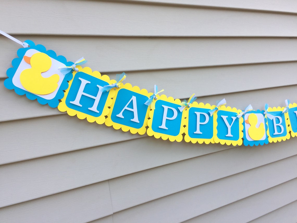 Rubber Ducky Happy Birthday Banner Ducky Birthday Banner - Etsy