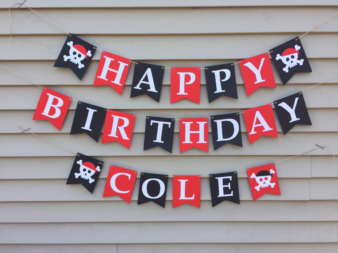 Pirate Birthday Banner Pirate Happy Birthday Banner Pirate - Etsy