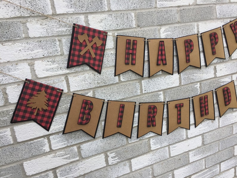 Lumberjack Banner Birthday Banner Buffalo Plaid Banner | Etsy