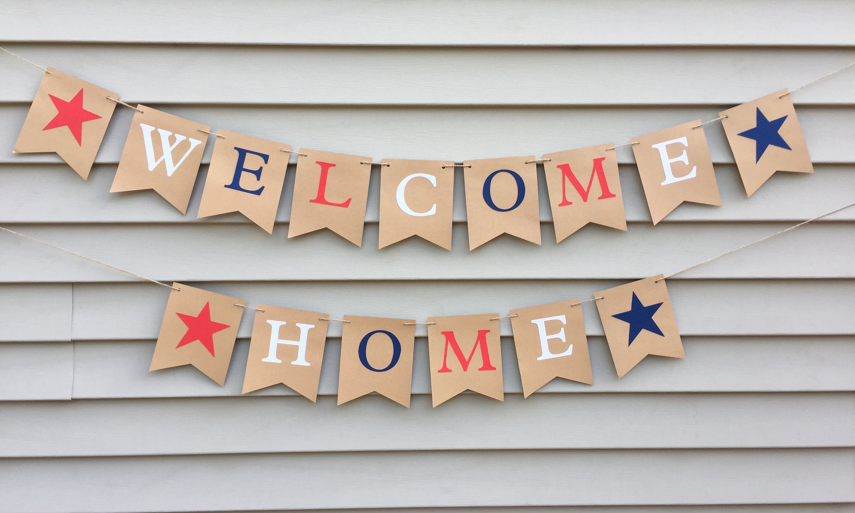 Welcome Home Banner Red White and Blue Banner Military | Etsy