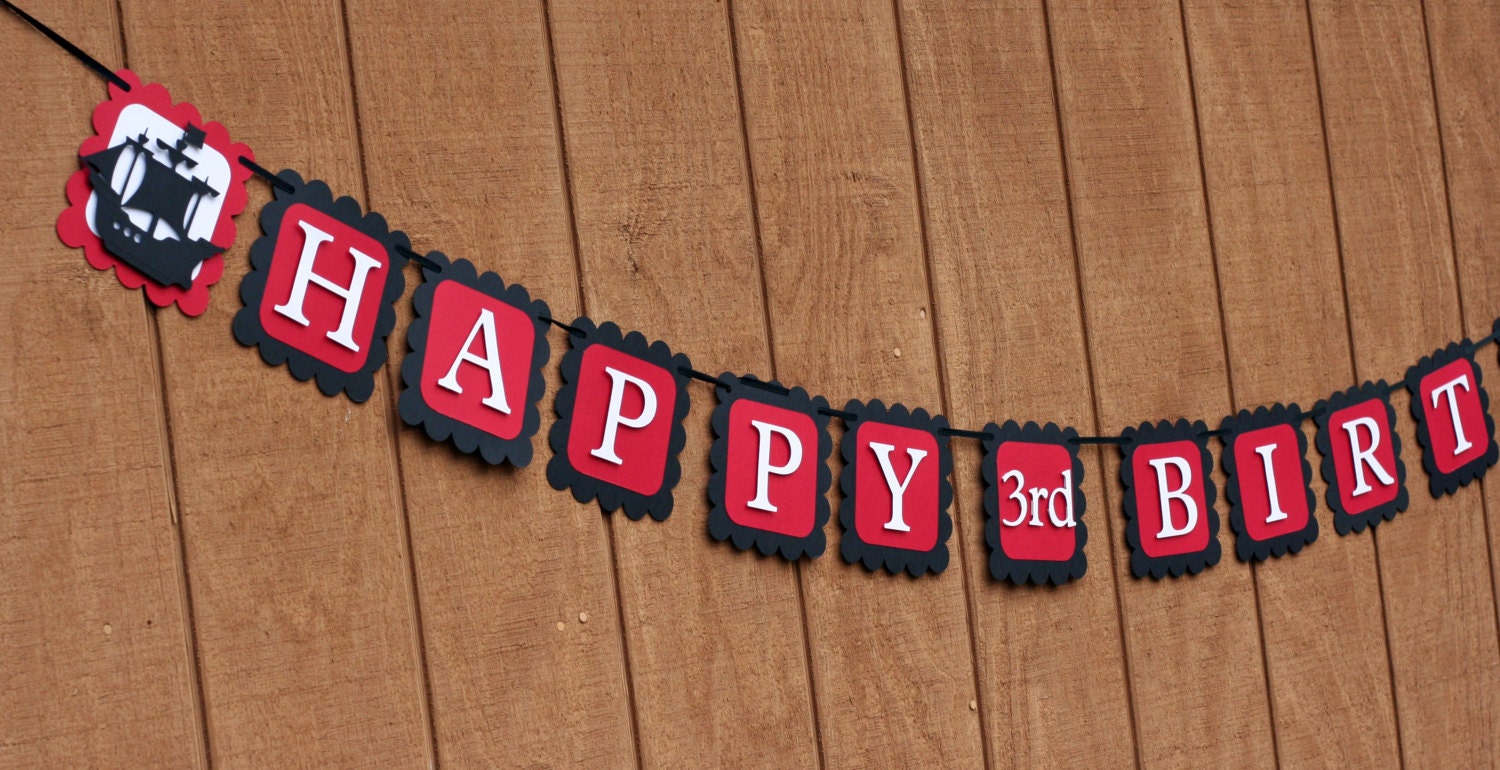 Pirate Birthday Banner Pirate Ship Birthday Banner Pirate | Etsy