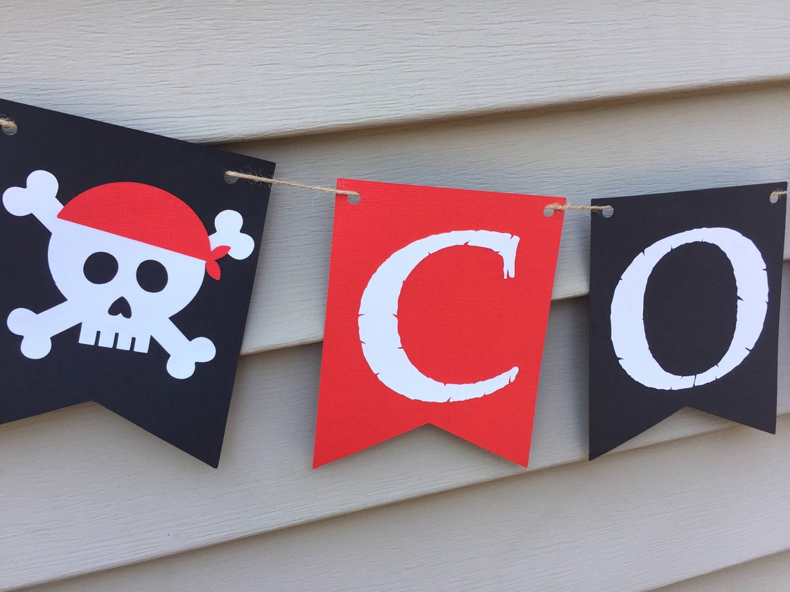 Pirate Name Banner Pirate Birthday Decorations Pirate | Etsy